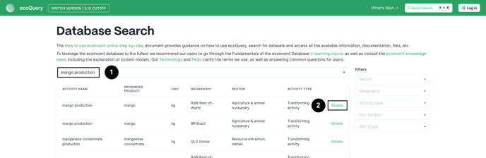 Viewing Datasets in ecoQuery